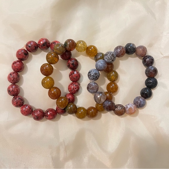 Handmade | Jewelry | 3 Stone Bracelets Natural Genuine Stones Excellent ...